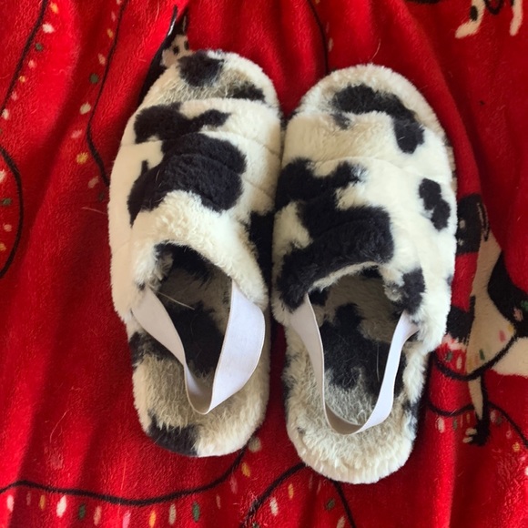 Shoes | Fluffy Cow Print Slides | Poshmark